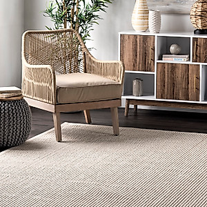 Rugs USA x Arvin Olano Patricia Jute and Wool Area Rug, 6x9, Ivory