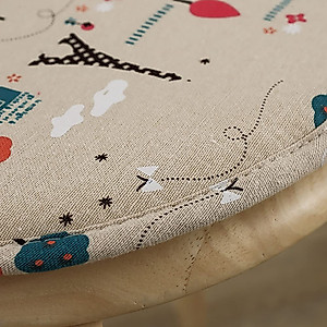 Aifurnkz Round Stool Cushions Breathable Cotton and Linen Fabric Seat Cushion Non Slip Small Stool Chair Pads with Ties Chair Cushion-K Diameter:34cm(13inch) (d5vcr-011)