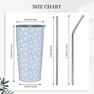 Yaxongx 20oz Tumbler Cartoon Little Daisy Double Wall Vacuum Insulated Coffee Mug with Lid and Metal Straw Brush Reusable Stainless Steel Water Bottle Travel Cup Gifts for Car Ice Drinks Hot Beverage