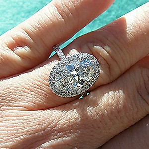ZJQZBSS S925 sterling silver super flash diamond ladies ring oval egg-shaped zircon CZ engagement ring romantic wedding bridal dinner jewelry (10)