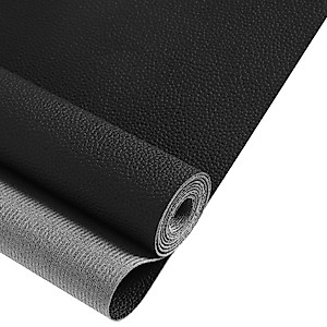 Marine Vinyl Faux Leather Upholstery Fabric 0.9 mm Thickness: Waterproof, Scratch-Resistant, Perfect for Upholstering Cars, Outdoor Yachts, and Home Furniture (Black,Pre-Cut 1 Yard)