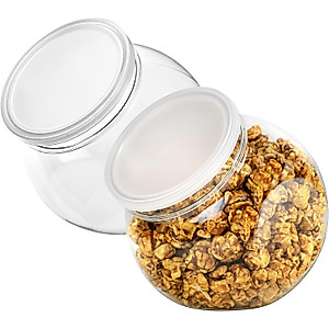 DilaBee Plastic Candy Jars with Lids for Candy Buffet - 2 Pack - Clear Cookie Jars for Kitchen Counter, Office Desk, Laundry Pods Containers, Home Storage Organizer & Party Table - 96 Oz