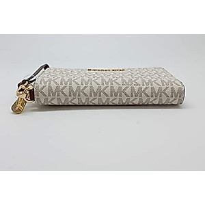Michael Kors Jet Set Travel Large Flat Multifunction Phone Case Wristlet (Vanilla/Dark Acorn)
