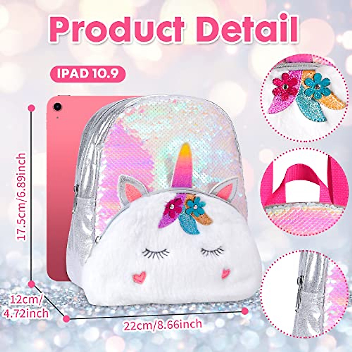 PinkSheep Mini Backpack for Kids Girls, Toddler Bag Backpacks, Cute Unicorn Lightweight Preschool for Kindergarten 3-10 Years Old Girl