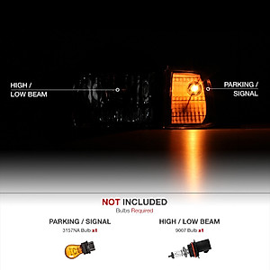 VIPMOTOZ Black Housing OE-Style Headlight & Corner Side Marker Lamp Assembly For 1993-1997 Ford Ranger, Driver & Passenger Side