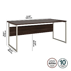 Bush Business Furniture Hybrid Computer Table Desk with Metal Legs, 72W x 36D, Black Walnut