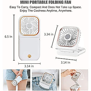 TeochewTech Mini USB Rechargeable Portable Necklace Fan with Function 3 Speeds Wind Adjustable, Desk Fan with Cell Phone Stand for Women Girls Office Outdoor Travel, F30-WHITE, White