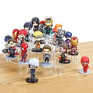 Anglelife 2 Set, Half Moon Acrylic Display Risers, 3 Tier Clear Perfume Stand Organizer, Cupcake Stand Risers, Dessert Stand, Clear Shelf Risers Display Stand for Food, Amiibo Funko POP Figure