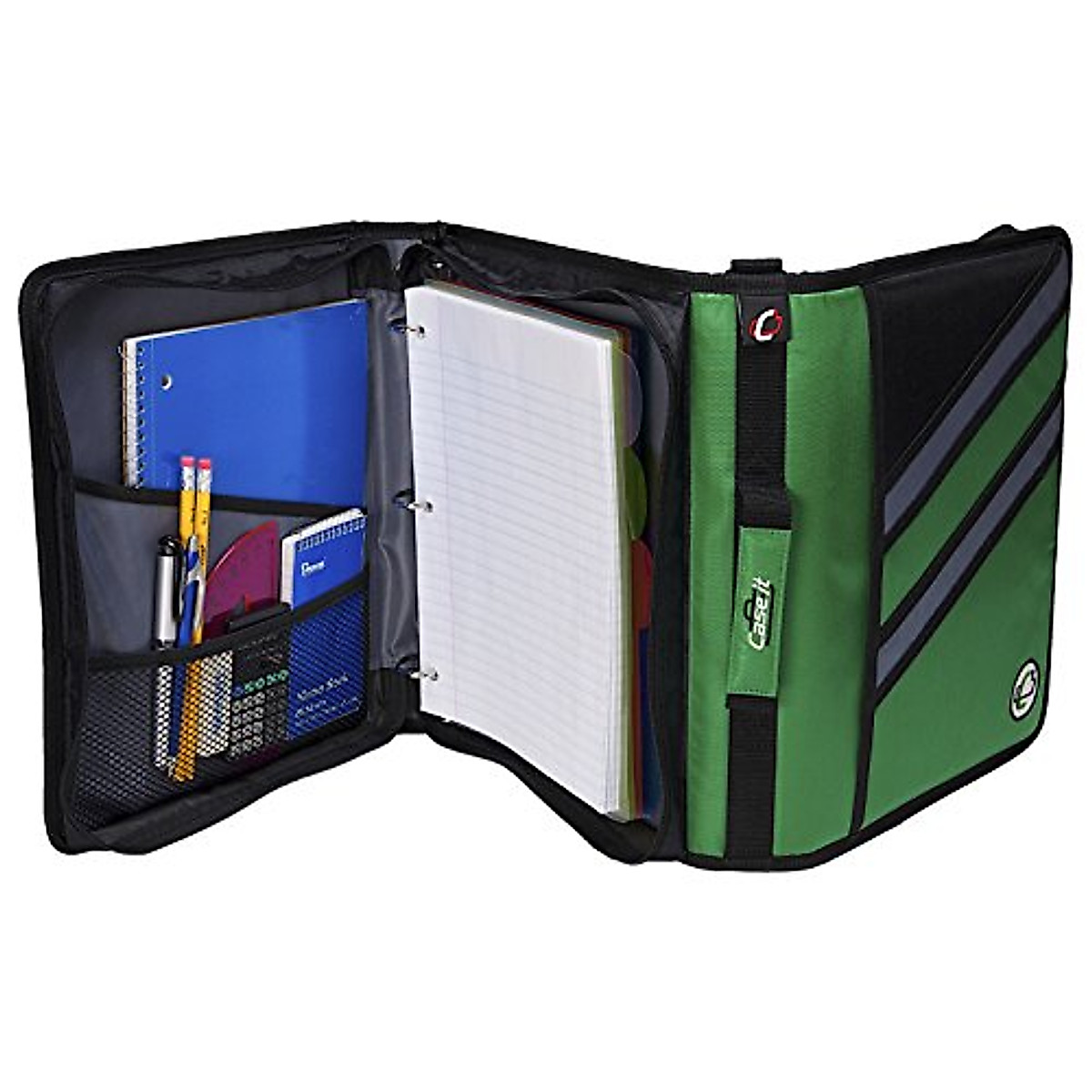 Case-it Z-Binder Two-in-One 1.5-Inch D-Ring Zipper Binders, Red