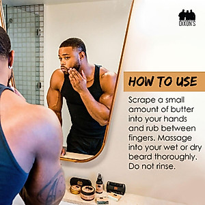 Dixon's 1737 Beard Butter, Beard Care with Moisturizing Balm, Patches Filling Dry Beard Solution, Paraben, Sulfate, and Petroleum-Free for Natural Grooming Bliss, (2oz)