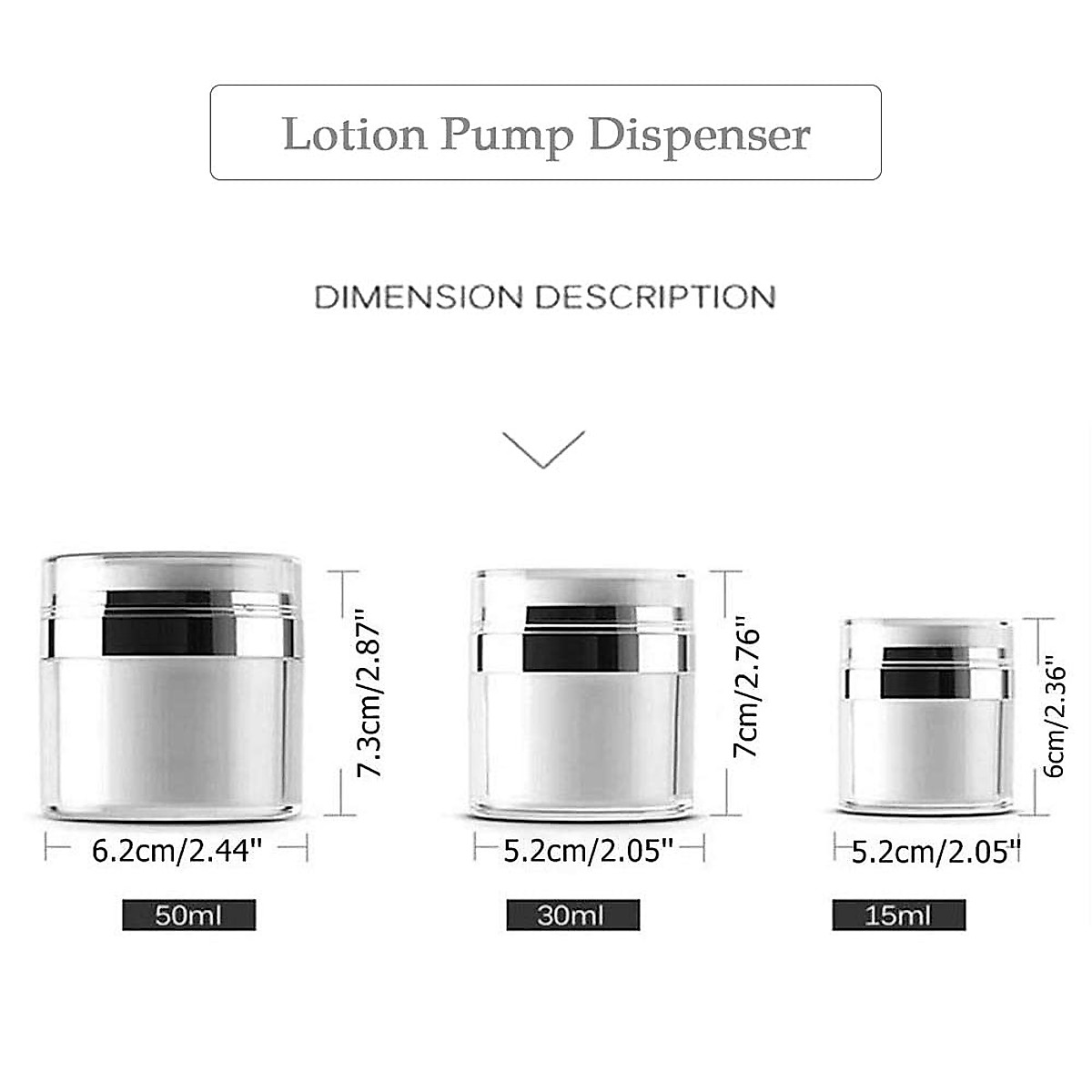 Cream Jar Vacuum Bottle, 15/30/50ml Airless Pump Jar Bottles Portable Lotion Dispenser, Makeup Lotions Creams Travel Container Push Down Pump Dispenser (15ml, 3 Pcs)
