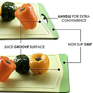 Raj Plastic Cutting Board Reversible Cutting board, Dishwasher Safe, Chopping Boards, Juice Groove, Large Handle, Non-Slip, BPA Free (Extra Large (17.4" x 11.81"), Lime Green)