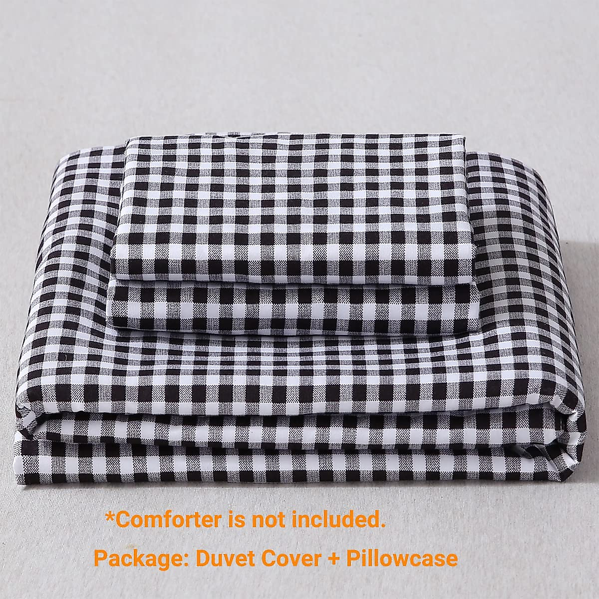 Akiky Plaid Duvet Cover Set Full Comforter Cover Set Cartoon and Buffalo Check Gingham Geometric Checker Pattern Printed in White and Black Reversible Bedding Set with Zipper Closure