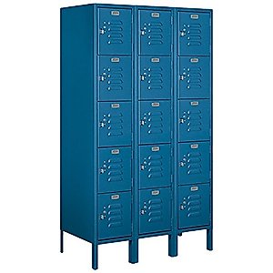Salsbury Industries 65358BL-U Five Tier Box Style 36-Inch Wide 5-Feet High 18-Inch Deep Unassembled Standard Metal Locker, Blue