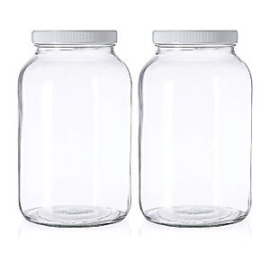 kitchentoolz 1 Gallon Extra Large Glass Mason Jar - Wide Mouth with Airtight Lid - Safe Container for Fermenting, Pickling, and Storing