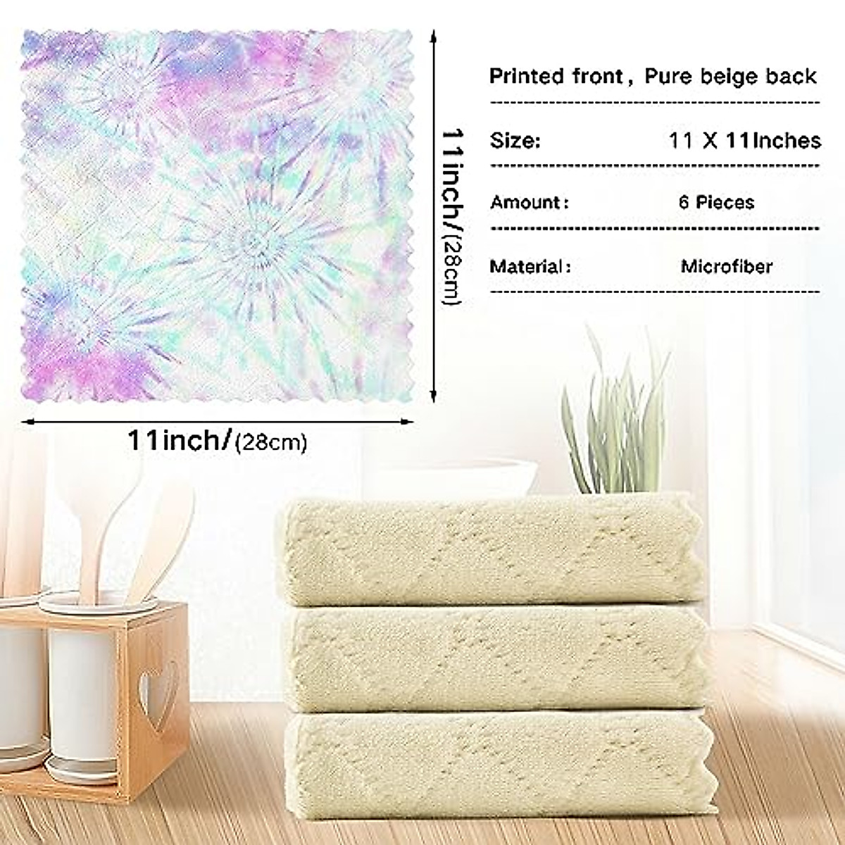 FRODOTGV Colourful Tie Dye Wheel Print Microfiber Cleaning Cloths Holiday Hawaiian Tea Towels Terry Dish Cloths for Kitchen Kitchen Hand Towels Cute