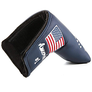 DBYAN Pebble Beach USA Flag Patterned Design Long Life Tree Golf Blade Putter Head Cover Compatible for Scotty Cameron Odyssey,Blue