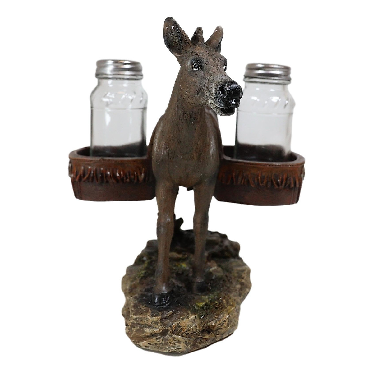 Ebros Gift Western Country Farm Mule Donkey Ass Carrying Saddlebags Figurine Salt Pepper Shakers Holder Decor Of Working Animals Horses Donkeys Agricultural Livestock Themed Accent