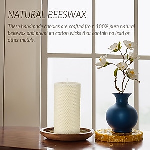 Large Pillar candle-100% Pure Beeswax Candle Pack of 2,Unscented Bee Wax,Handmade Beeswax Candle Gift