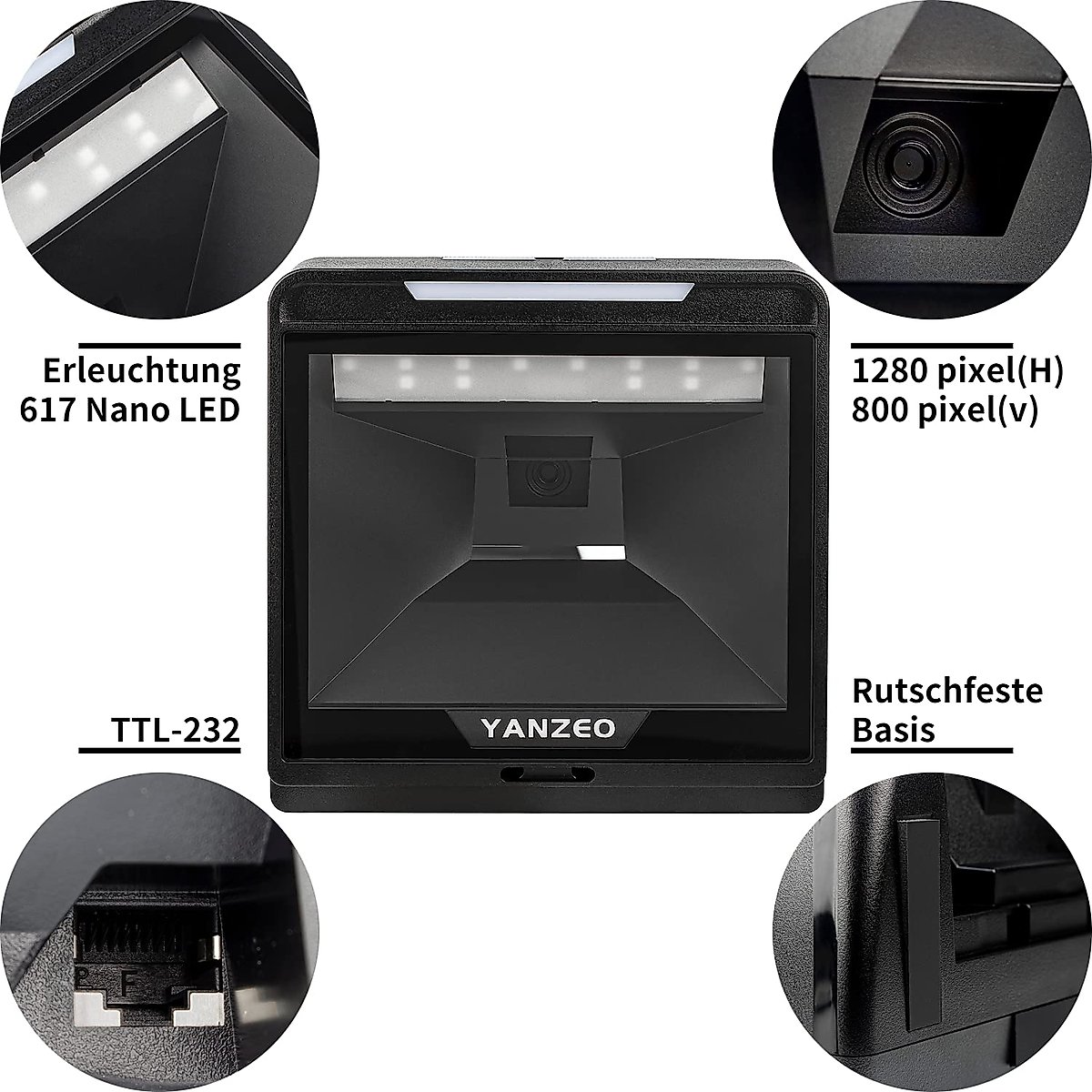 Yanzeo YS868 Laser Flatbed Desktop Omnidirectional Bar Code Reader High Speed Automatic 1D Laser Barcode Scanner Image