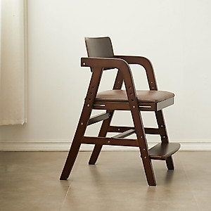 Leesinwing Solid Wood high Chairs for Toddlers,High Chair Grows with Kid for Dining, Study Chair for Children