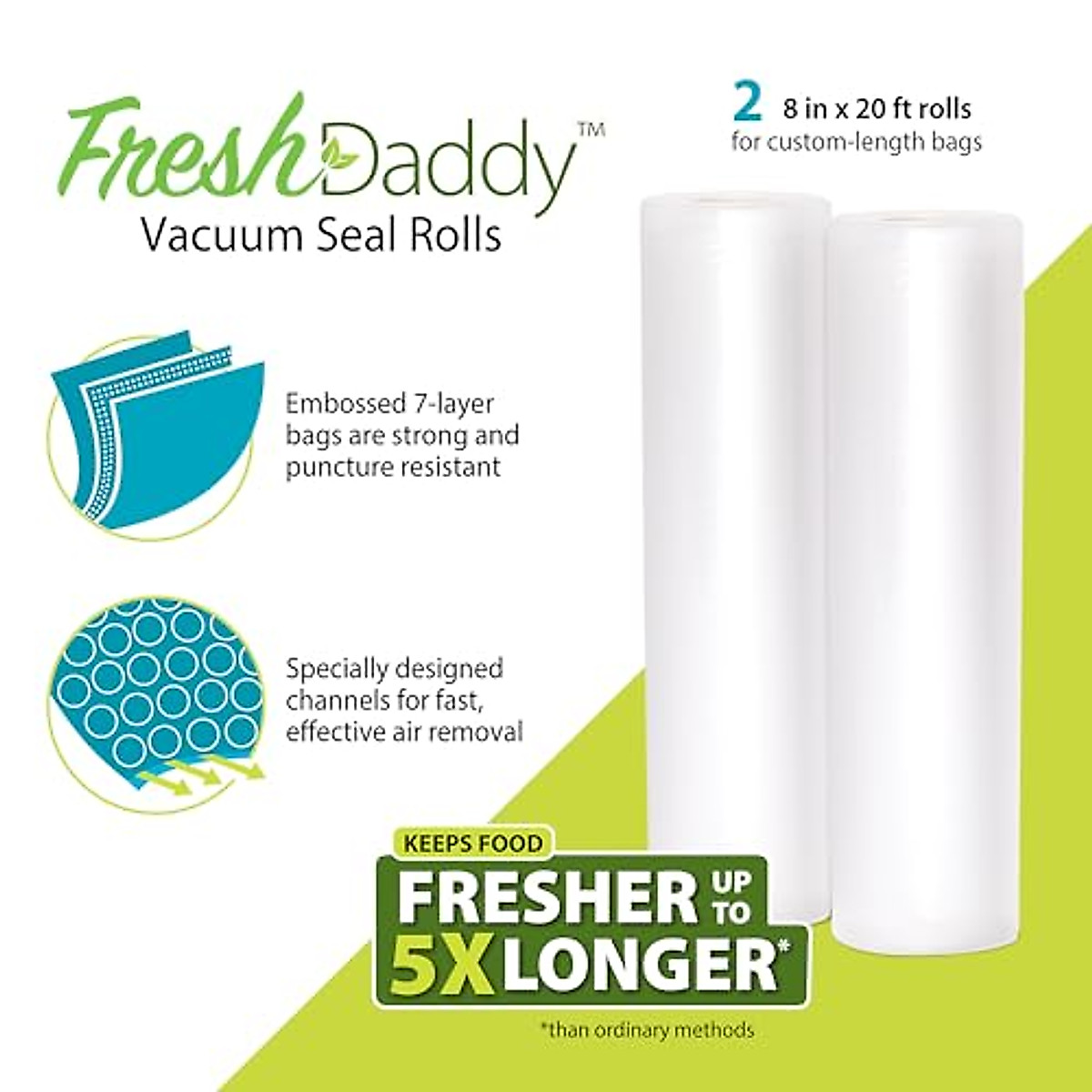 Presto 09510 FreshDaddy Vacuum Seal Rolls for Custom-Length Bags