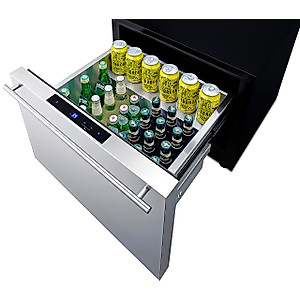 Summit Appliance SDR24 24" Wide Built-In Drawer Refrigerator; 2 cu.ft Capacity; Panel Ready Drawer Front (Not Included); Frost-free Operation