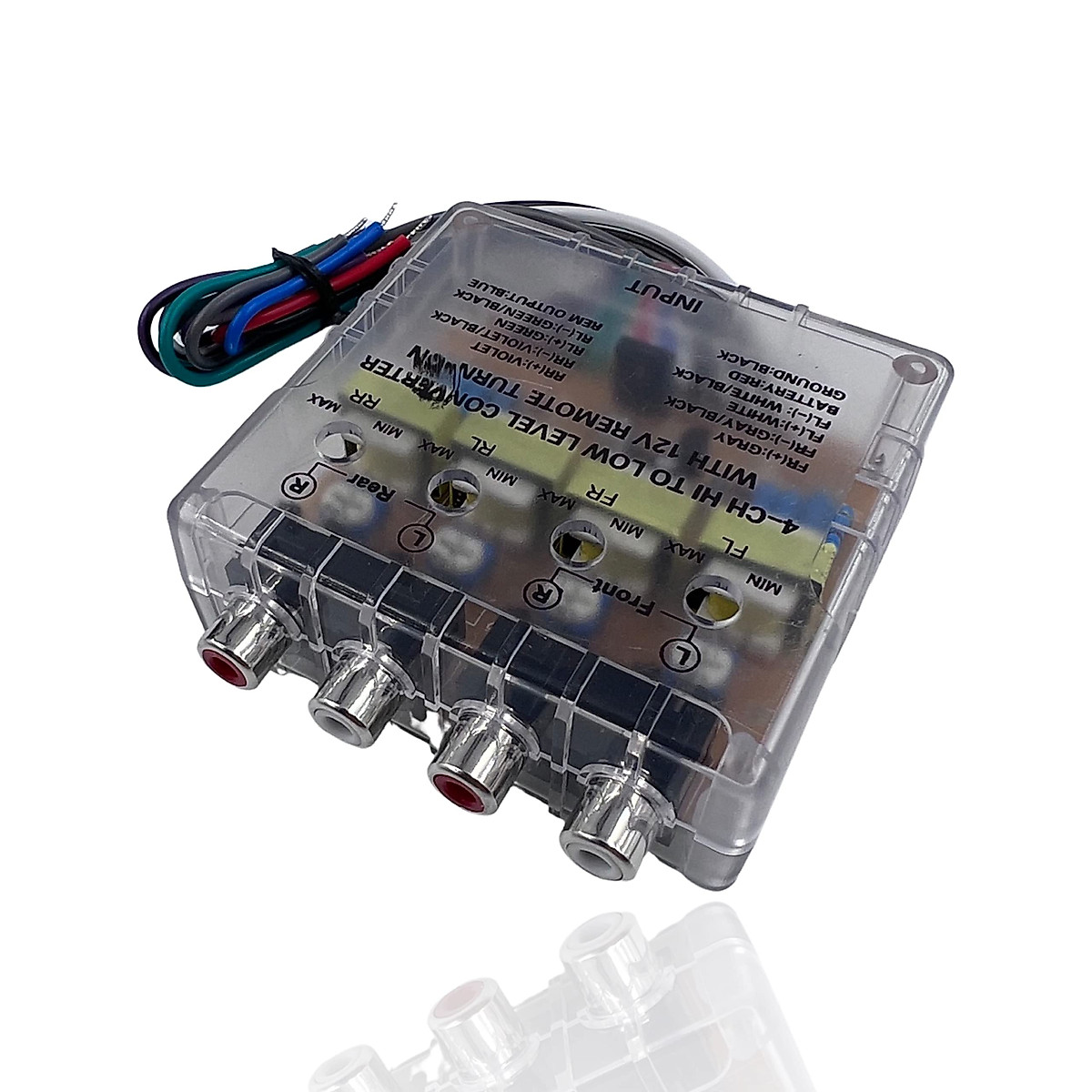 Audiotek 4 Channels Car Audio Hi Low High to Low Impedance RCA Line Converter for Car Receiver and Amplifier + Built-in Remote Turn-On, Ground Loop Isolator - at-HL5