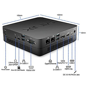 MINIX NGC-5, Intel i5-8279U Mini PC 8GB/256GB M.2 NVMe SSD, Triple 4K @ 60Hz Display/HDMI 2.0/ USB-C/DP/2xGigabit Ethernet/4USB 3.1. Support 4G LTE, SSD (SATA), Auto Power On