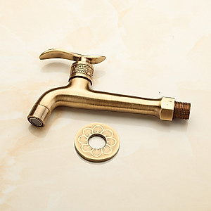 TOLIWEL Antique Brass Outdoor Garden Faucet Bathroom Wall Mount Decorative Water Hose Single Cold Tap G 1/2 inch Connection Spigot