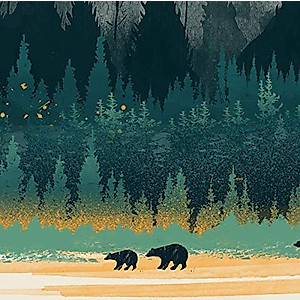 Wilderness Nature Art Print Camping Lover Print Outdoor Inspiration Poster Wildlife Mountain Pine Tree Landscape Wall Art Bear Print Hiking Forest National Park Decor 8 x 10 Unframed Artwork