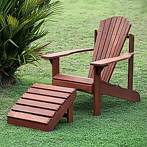 Furinno FG16919 Tioman Hardwood Patio Furniture Outdoor Adirondack Footstool in Teak Oil, Natural