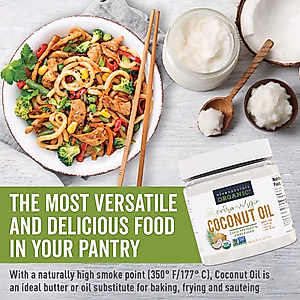Virgin Coconut Oil, 16 fl oz - Non-GMO, Cold-Pressed and Unrefined Coconut Oil Organic Certified - Natural Flavour Coconut Oil for Cooking and Baking