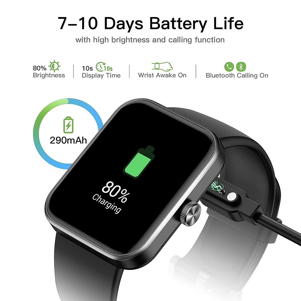 EURANS Smart Watch 42mm Bluetooth Calling (Answer/Make Call) HD Touch Screen IP68 Waterproof Fitness Tracker for Android and iOS Phones, Blood Oxygen & Heart Rate Monitor, Sleep Tracking for Men Women