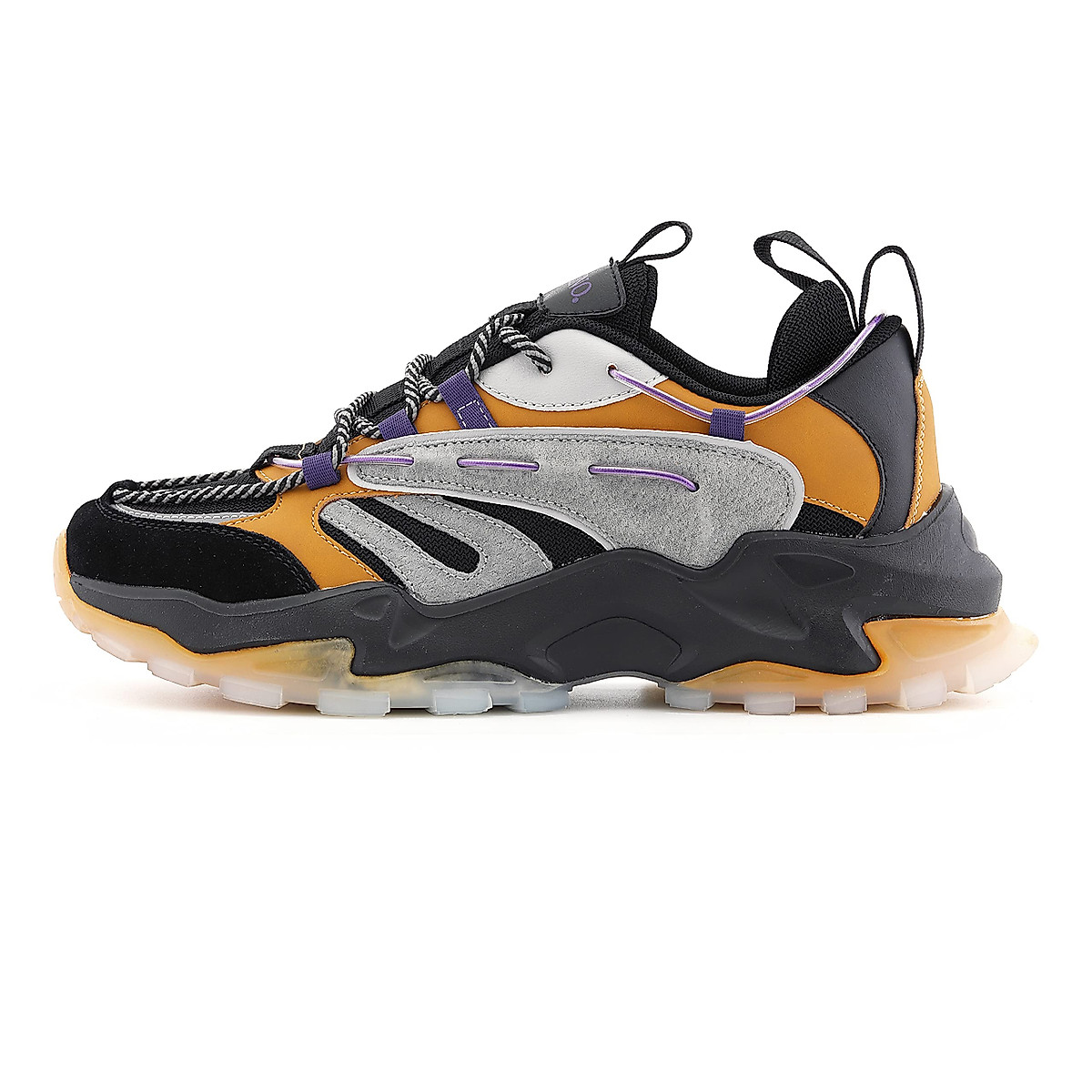 Mazino Core Fashion Chunky Sneakers for Men -Men's Athleisure Casual Shoes in (Mustard/Purple/Grey /10.5)