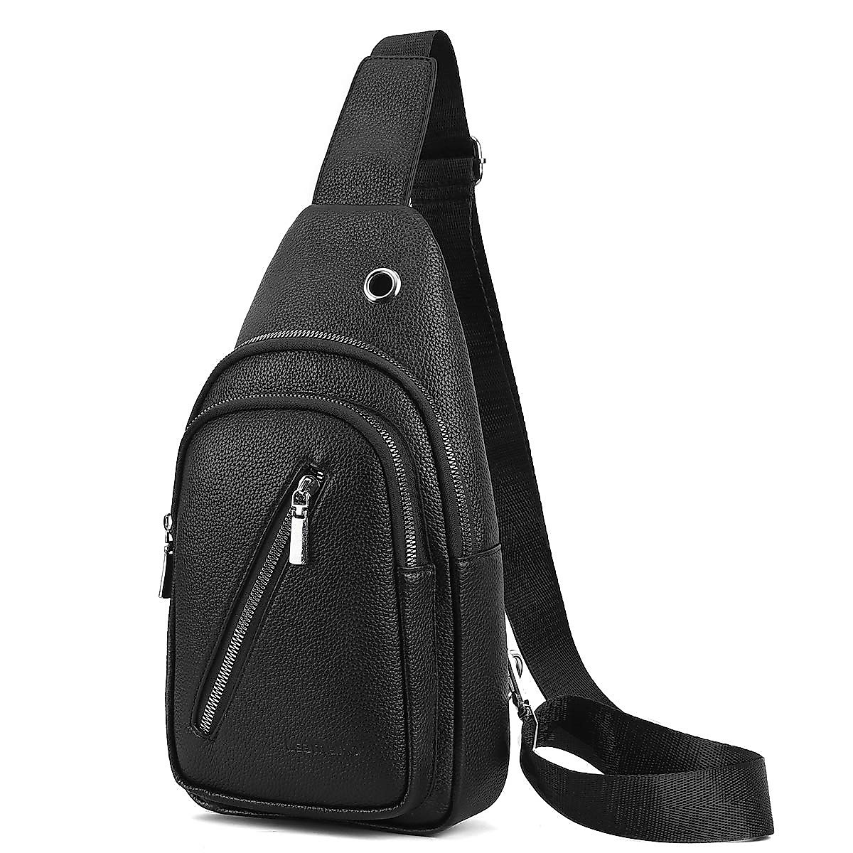 Leathario Men's Leather PU Sling bag Chest bag One shoulder bag Crossbody Bag Backpack for men