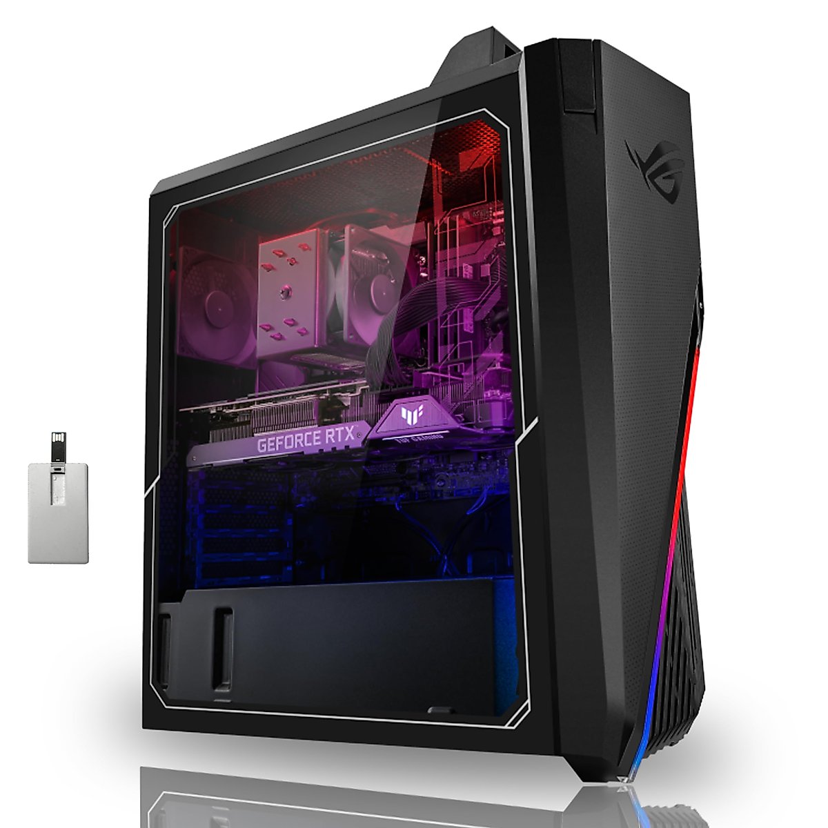 Asus 2022 ROG Gaming Desktop, Intel Core i7-12700F Processor, 32GB DDR4 RAM, 1TB PCIe SSD + 1TB HDD, NVIDIA GeForce RTX 3060 12G DDR6, Win 11 Pro, Black, 32GB Snowbell USB Card