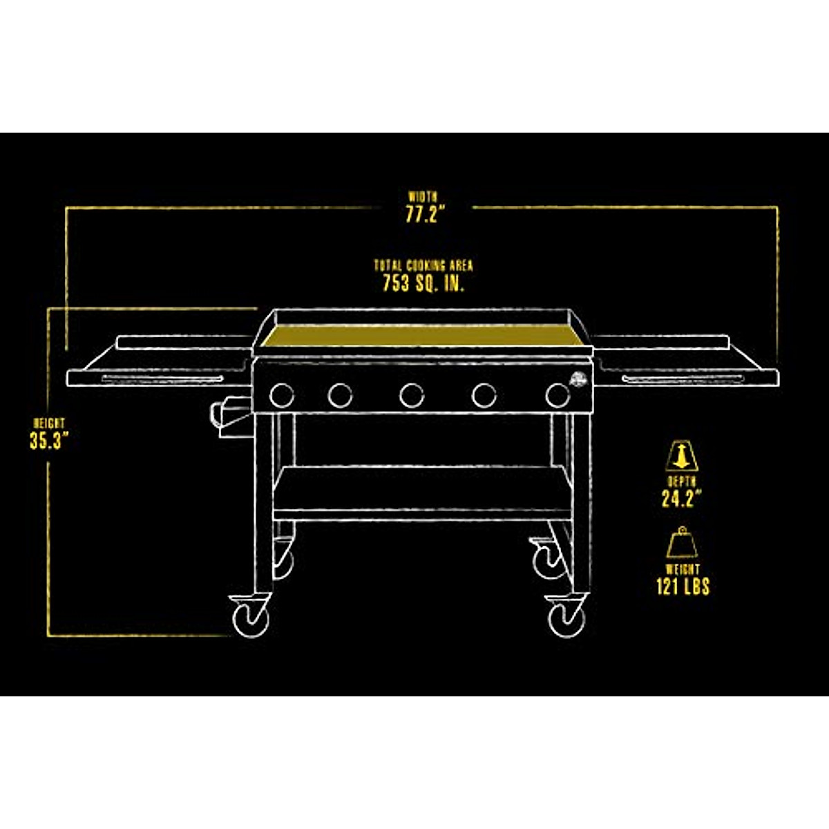 PIT BOSS 10762 5 Burner Gas Griddle, Deluxe, BLACK