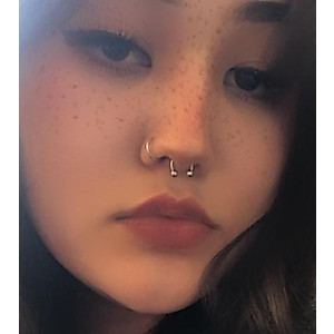 QWALIT Fake Septum Jewelry Faux Septum Rings Hoop Face Septum hoops Surgical Stainless Steel Non Piercing Septum nose Rings for Men Women Silver Black 8mm 10mm