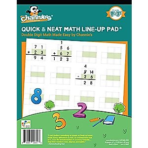 Channie’s Quick and Neat Math LineUp Workbook for 1st-3rd Grade Elementary School Students,Double Digit Math Made Easy, 80 Pages