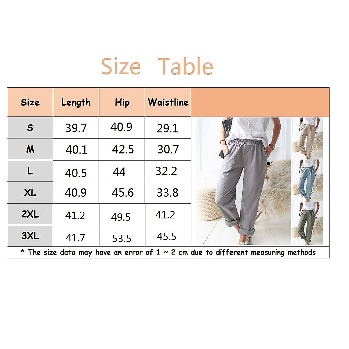 Women's Straight Pants Elastic Waist Trousers Casual lounge pants women for Work with Pockets Khaki