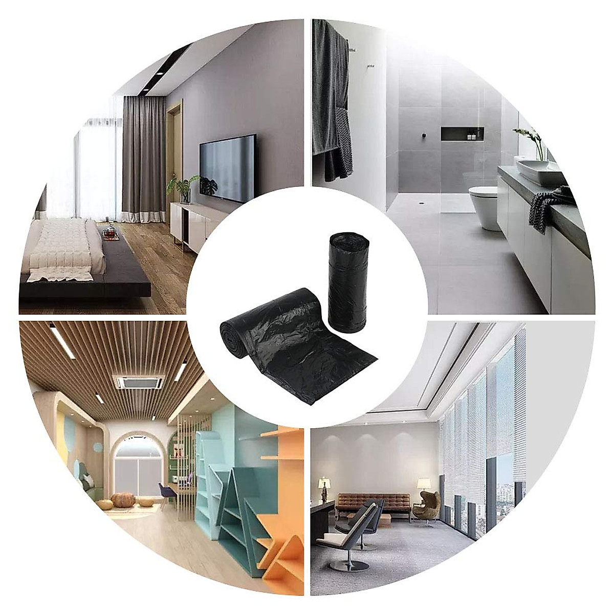 Parlynies 2.6 Gallon Small Drawstring Trash Bags, Black Garbage Bags, 104 Bags, f