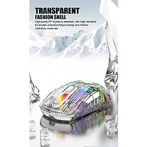 Attoe Bluetooth Wireless Mouse, Transparent RGB Mechanical Dual Mode Gaming Mouse, A Must-Have Cool USB Computer Mouse for Gaming and Esports
