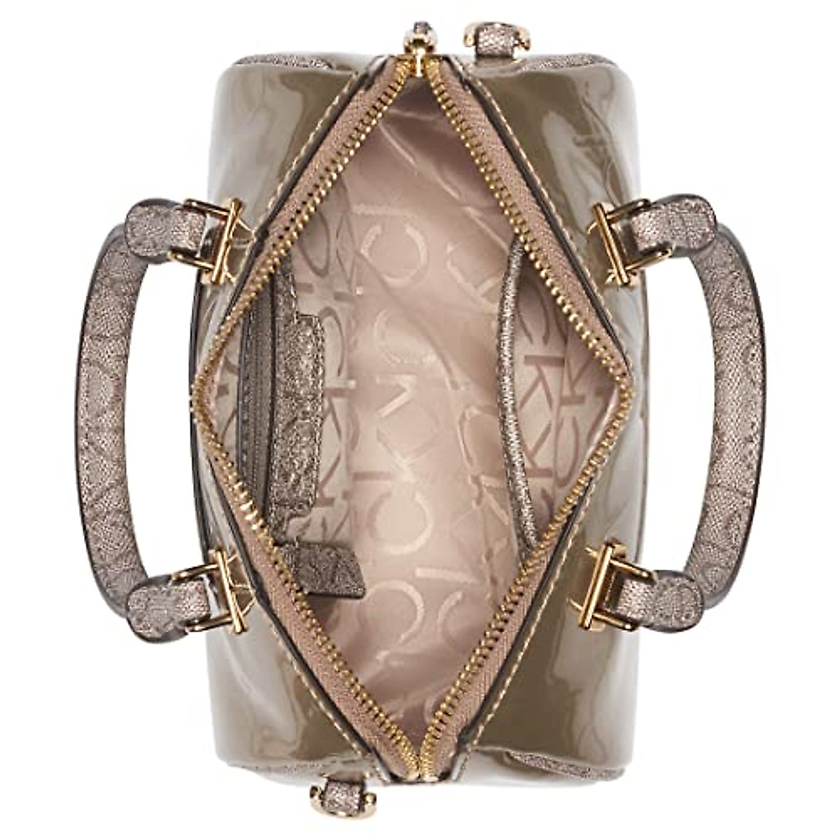Calvin Klein Ashley Mini Bag Crossbody, Flax Pearlized Patent
