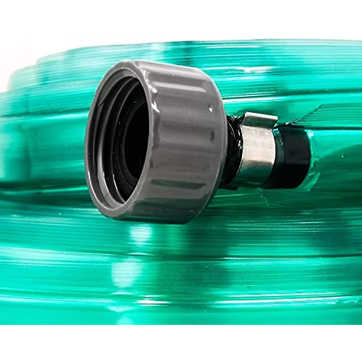 FUNJEE PVC Flat Soaker Hose 1/2'', Drip Hoses, Saves 70% Water, For Garden/Vegetable (50FT, Green)