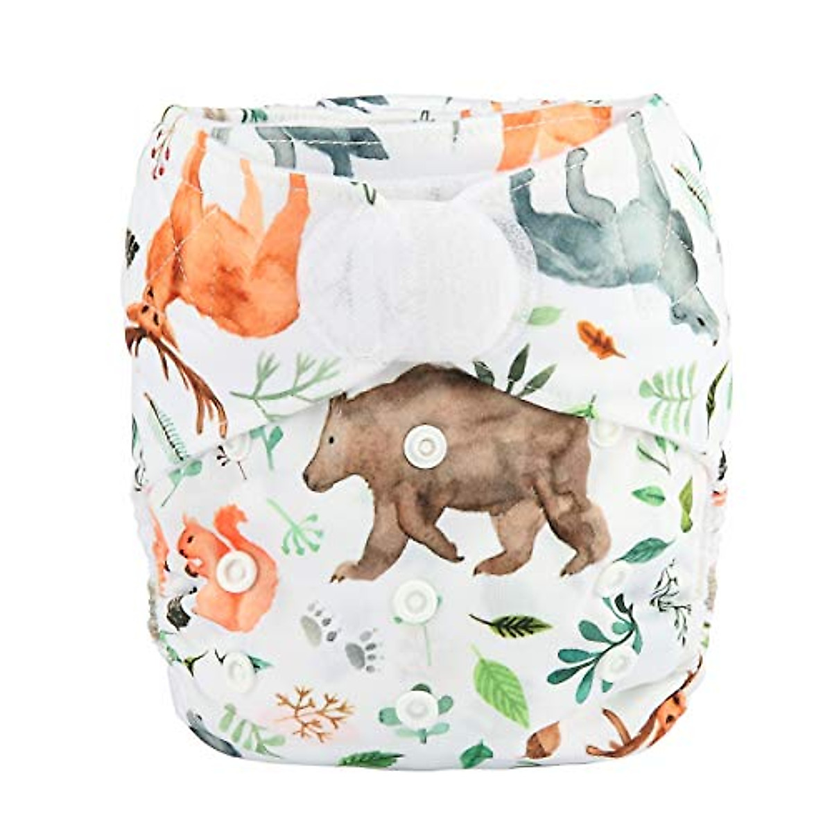 Baby Pocket Cloth Diaper Nappy Hook and Loop (Watercolor Animals)
