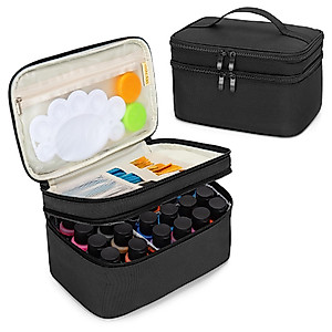 BAFASO Acrylic Paint Organizer Holds 24 Bottles of 2 fl.oz Acrylic Paint, Acrylic Paint Storage Case with Tools Storage Section (No Accessories Included), Black