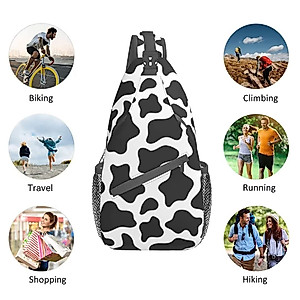 Cow Chest Sling Bag Seamless Pattern Black White Cow Print Crossbody Shoulder Backpack Adjustable Chest Rucksack Lightweight Travel Hiking Casual Daypack for Men Women Outdoors Biking Camping Shopping