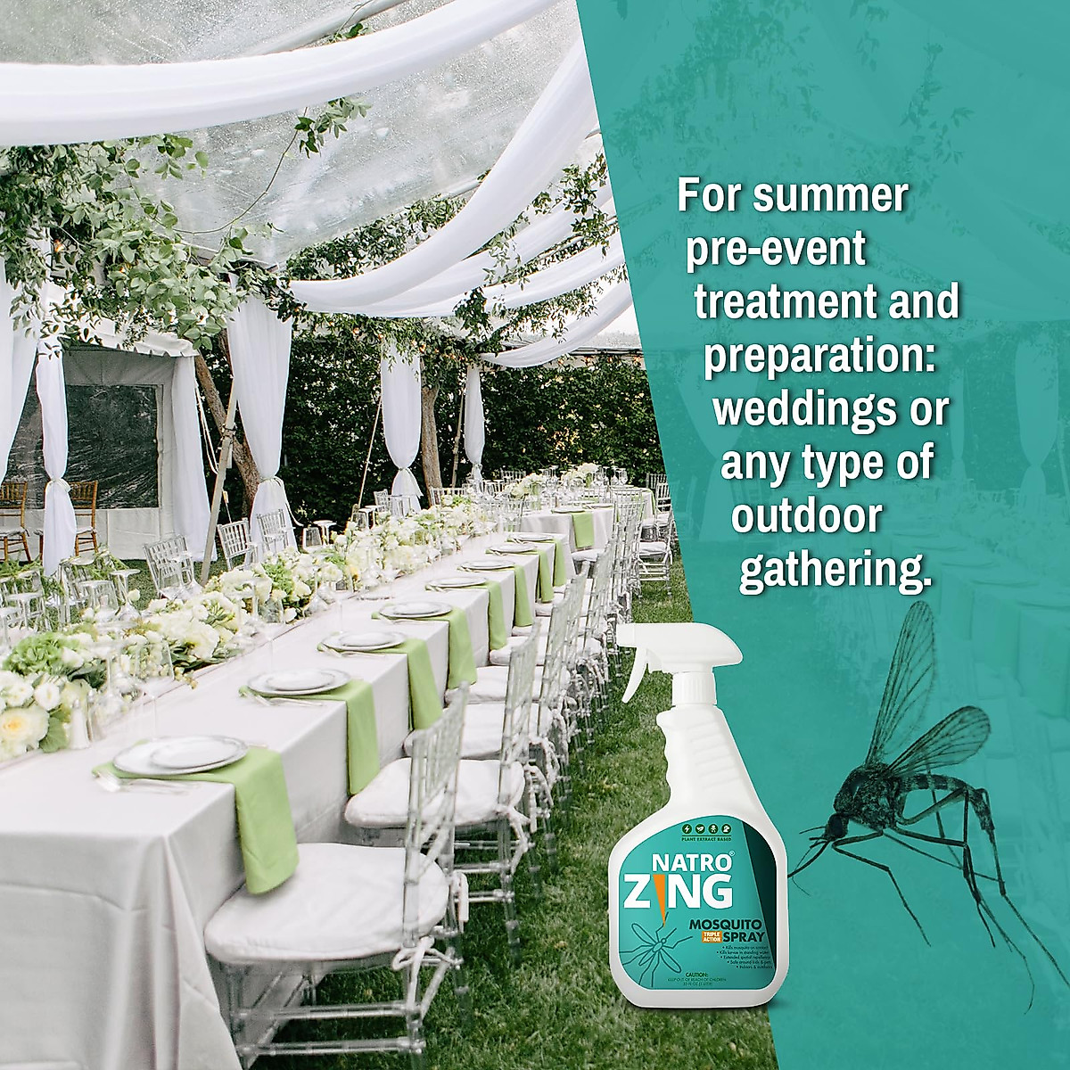 NatroZing Triple Action Mosquito Spray 11 oz Indoor & Outdoor,Mosquito Control for Patio and Yard,Mosquito Repellent for Home,Plant Extract Based,Non-Toxic,Child & Pet Safe