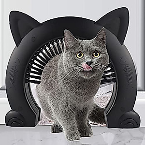 IKUSO Cat Door for Interior Doors,Kitty Door with Grooming Brush -Removable Beauty Brush,Fit 15kg or Less Cat Pass(XL)